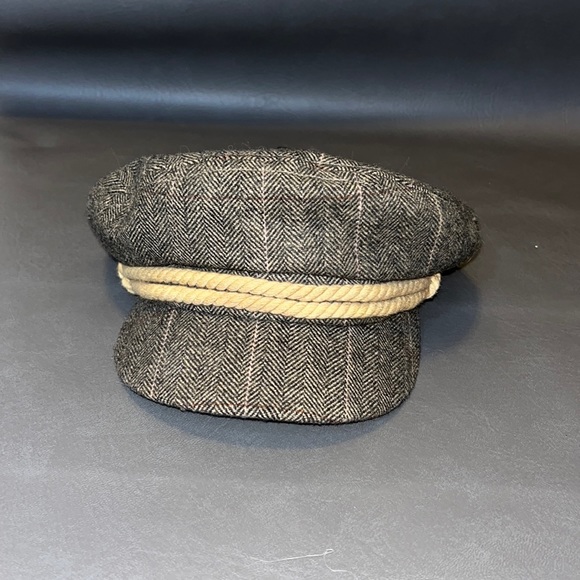 Accessories | Brown Patterned Conductor Cap With Rope Detail | Poshmark